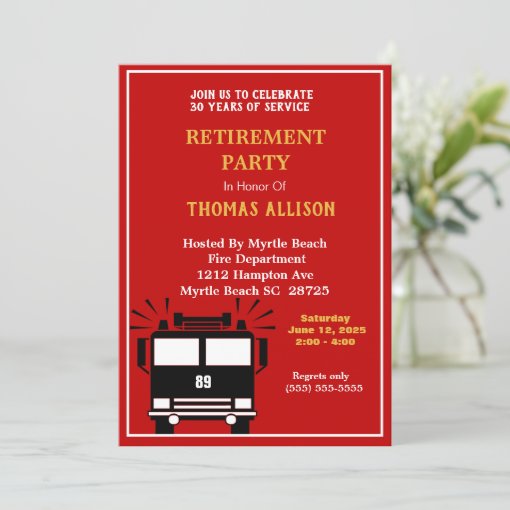 Fireman/Fire Chief Retirement Invitation | Zazzle