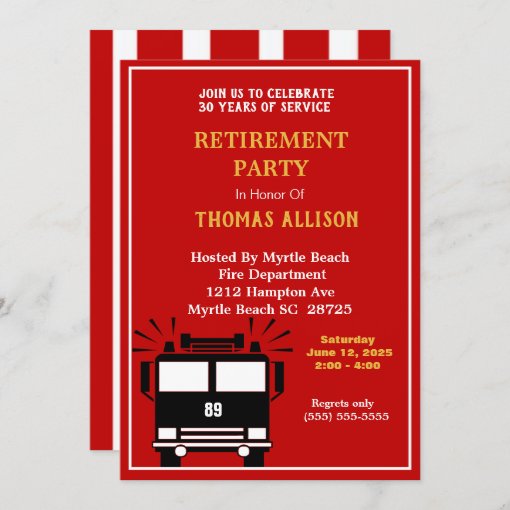 Fireman/Fire Chief Retirement Invitation | Zazzle