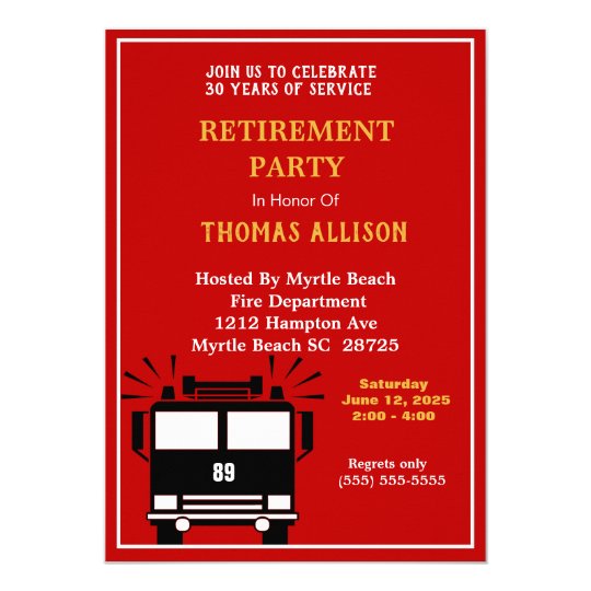 Fireman/Fire Chief Retirement Invitation | Zazzle.com Fireman/Fire Chief Retirement Invitation | Zazzle.com