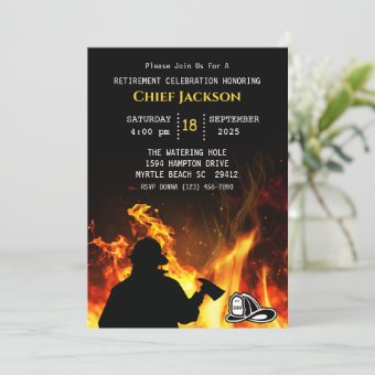 Fireman/Fire Chief Retirement Invitation | Zazzle