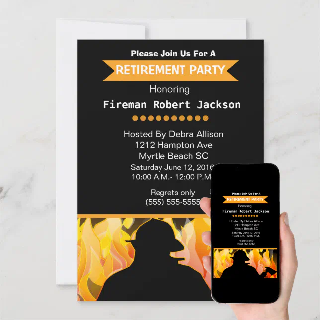 Fireman/Fire Chief Retirement Invitation | Zazzle