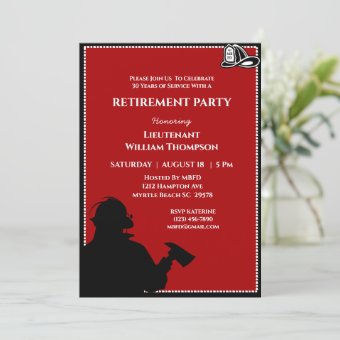 Fireman/Fire Chief Retirement Party Invitation | Zazzle