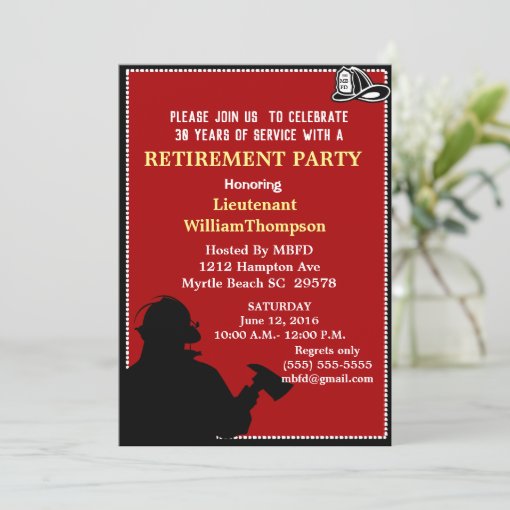 Fireman/Fire Chief Retirement Party Invitation | Zazzle