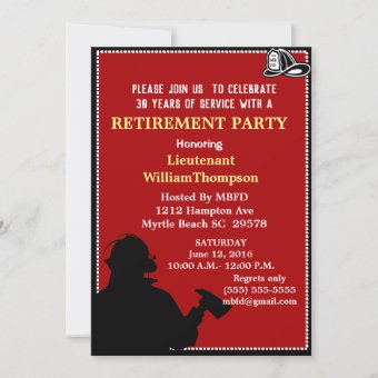 Fireman/Fire Chief Retirement Party Invitation | Zazzle