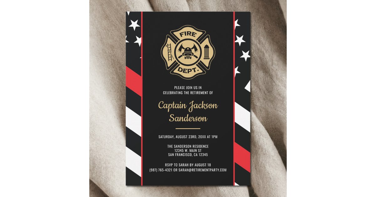 Fireman Fire Department Firefighter Retirement Invitation | Zazzle