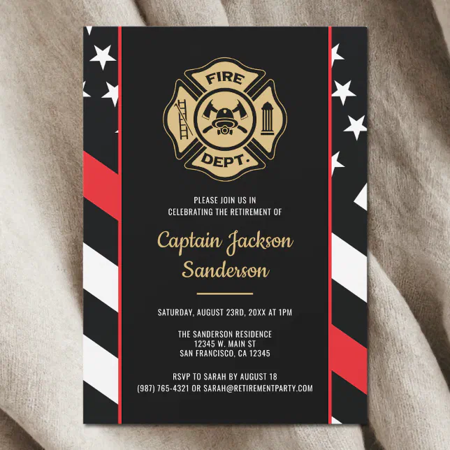 Fireman Fire Department Firefighter Retirement Invitation | Zazzle