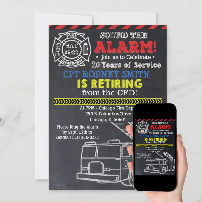 Fireman Firefighter Retirement Invitation | Zazzle