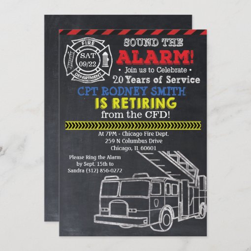 Fireman Firefighter Retirement Invitation | Zazzle
