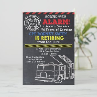 Fireman Firefighter Retirement Invitation | Zazzle