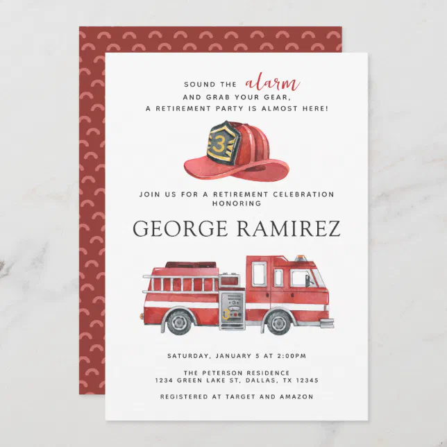 Fireman Firefighter Retirement Party Celebration Invitation | Zazzle
