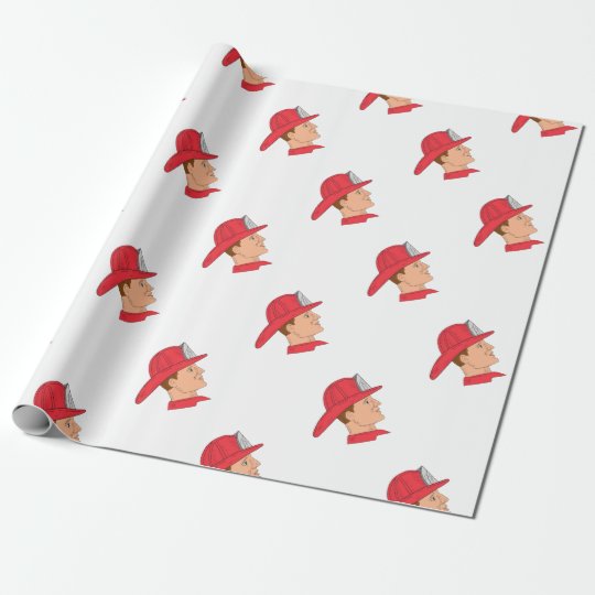 Fireman Firefighter Vintage Helmet Drawing Wrapping Paper | Zazzle.com
