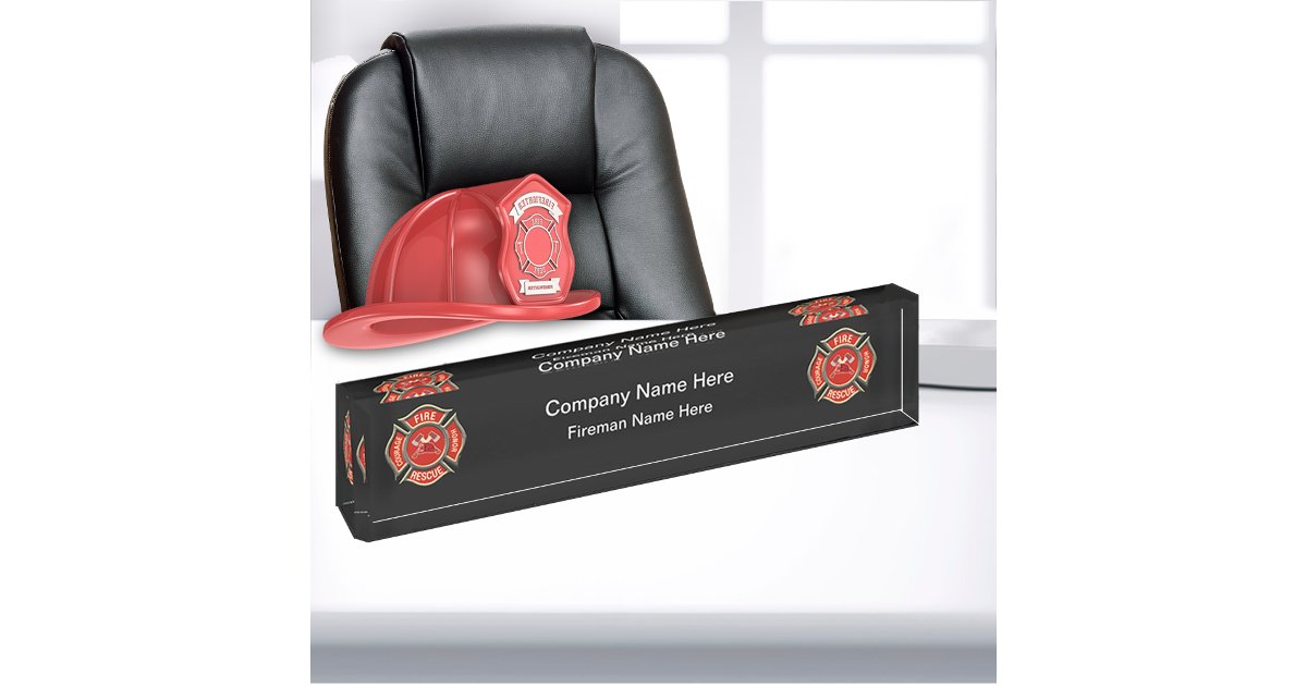 Fireman Firehouse Desk Name Plate | Zazzle