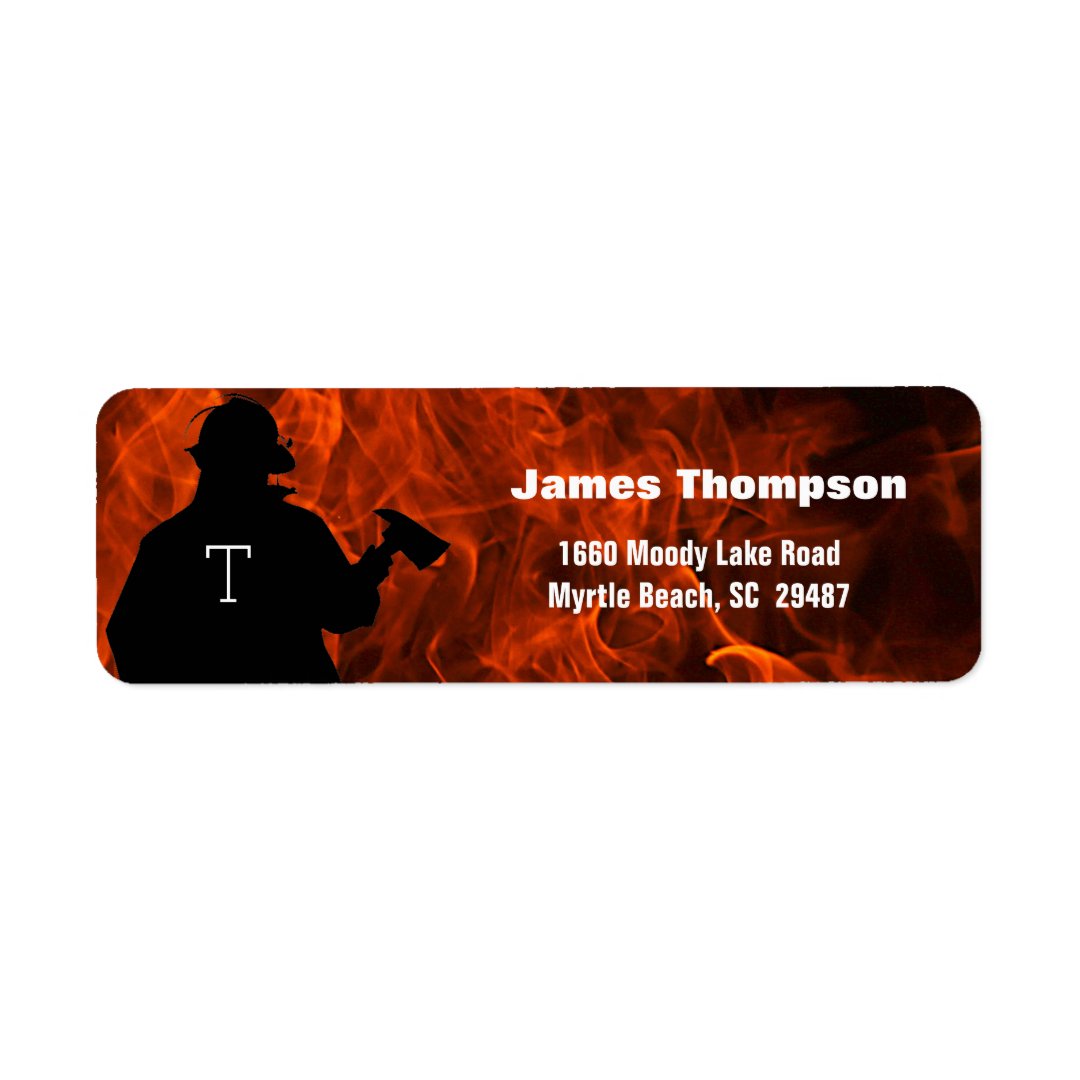 Fireman Flame Background Return Address Label | Zazzle