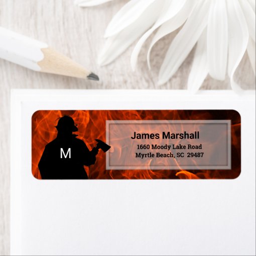 Fireman Flame Background Return Address Label | Zazzle