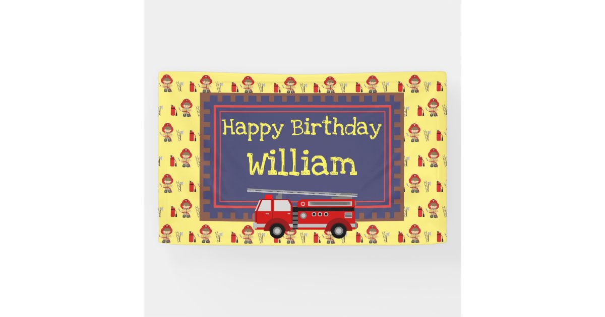 Fireman Happy Birthday Banner | Zazzle