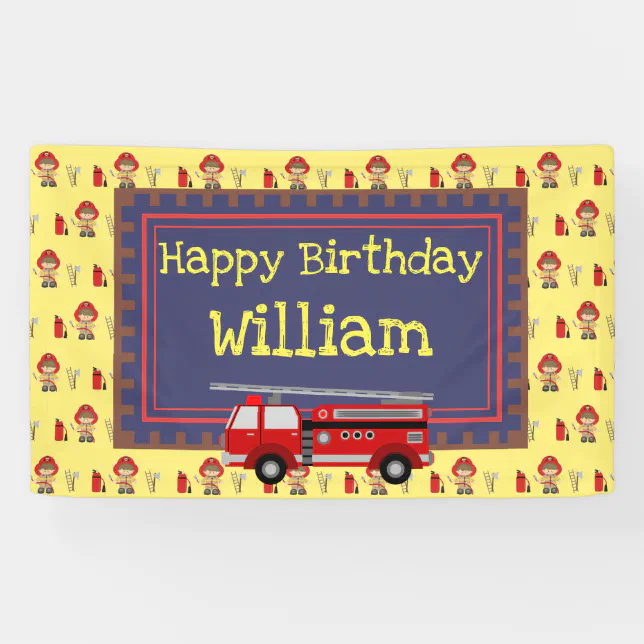 Fireman Happy Birthday Banner | Zazzle