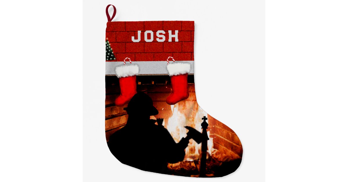 Fireman Holiday Gift Large Christmas Stocking | Zazzle