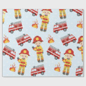 Fireman pattern fun Party wrapping paper | Zazzle