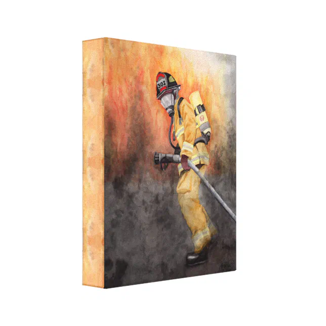 Fireman Personalize Station Number Firefighter Canvas Print | Zazzle