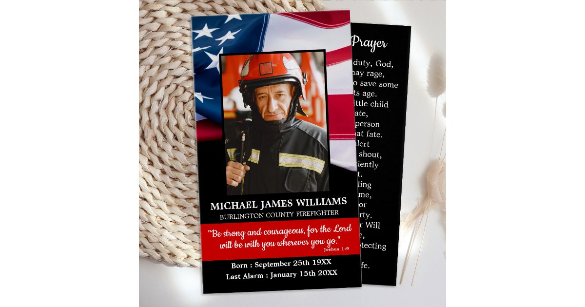 Fireman Prayer Memorial Firefighter Funeral Card | Zazzle