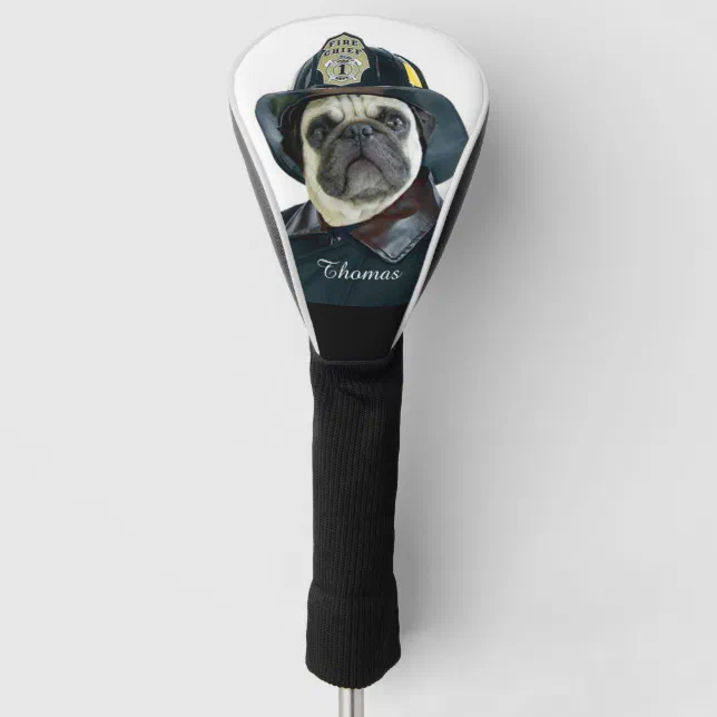 Fireman Pug dog golf head cover | Zazzle