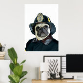 Fireman Pug poster | Zazzle