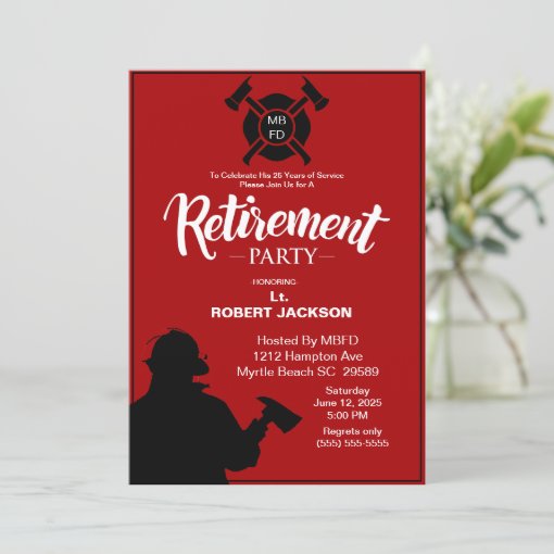 Fireman Retirement/Fire Chief Retirement Invitation | Zazzle