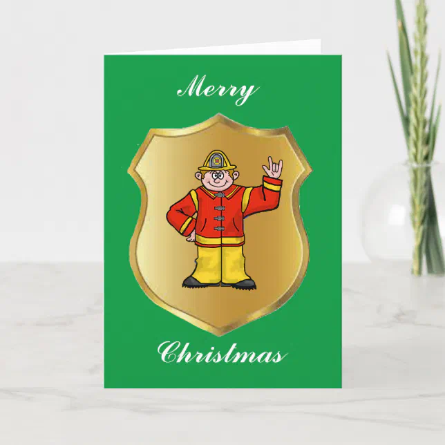 Fireman Sign Language Christmas Card | Zazzle