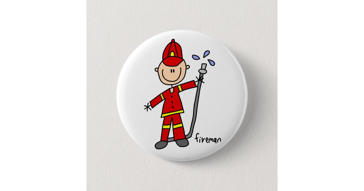 Fireman Stick Figure Button | Zazzle