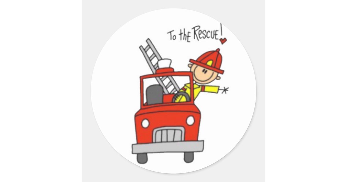Fireman Stick Figure Classic Round Sticker | Zazzle