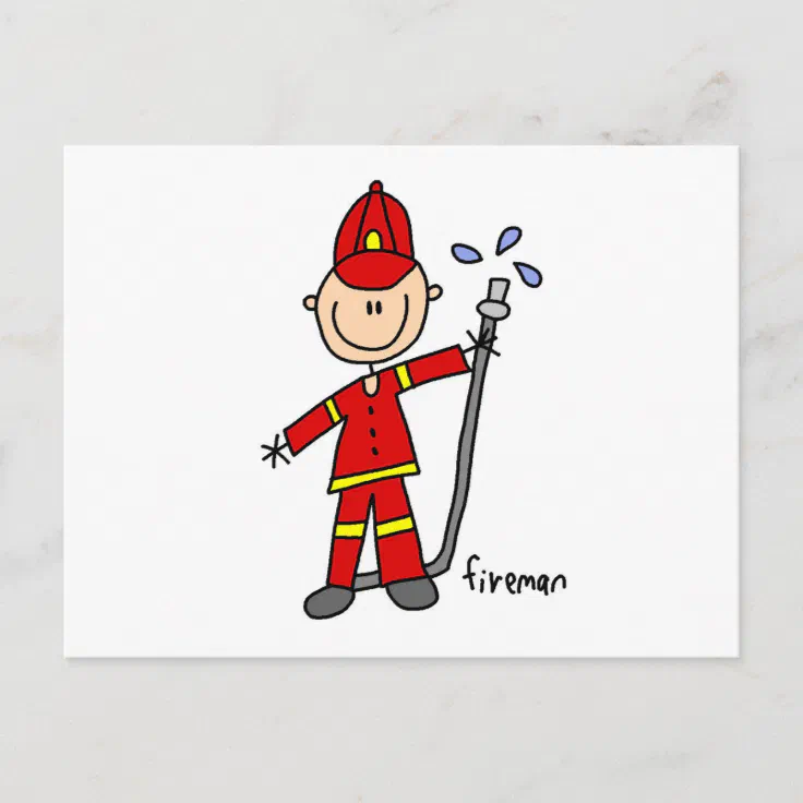 Fireman Stick Figure Postcard | Zazzle