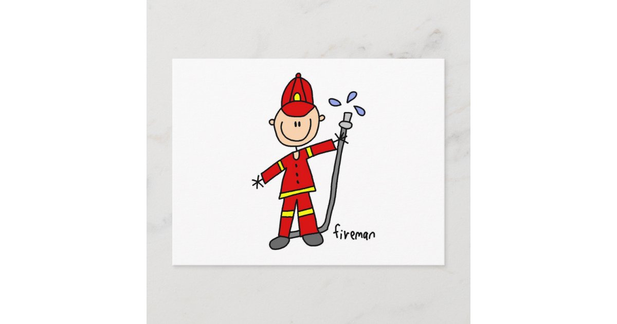 Fireman Stick Figure Postcard | Zazzle