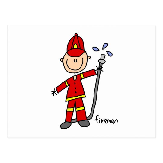 Fireman Stick Figure Postcard | Zazzle.com