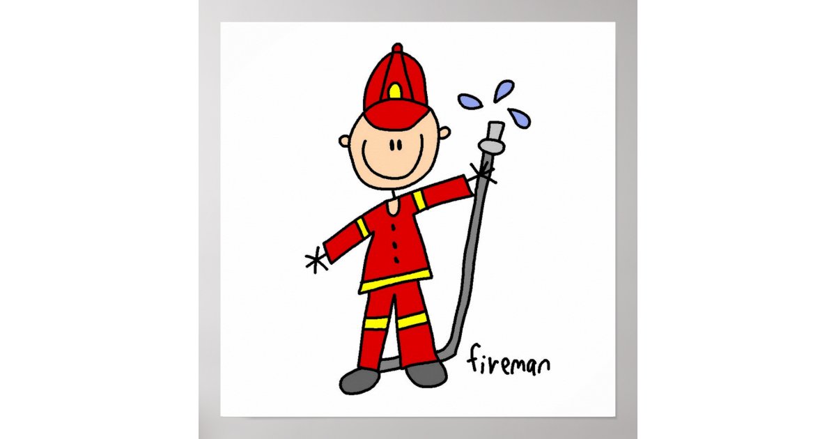 Fireman Stick Figure Poster | Zazzle