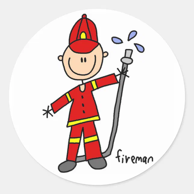 Fireman Stick Figure Sticker | Zazzle