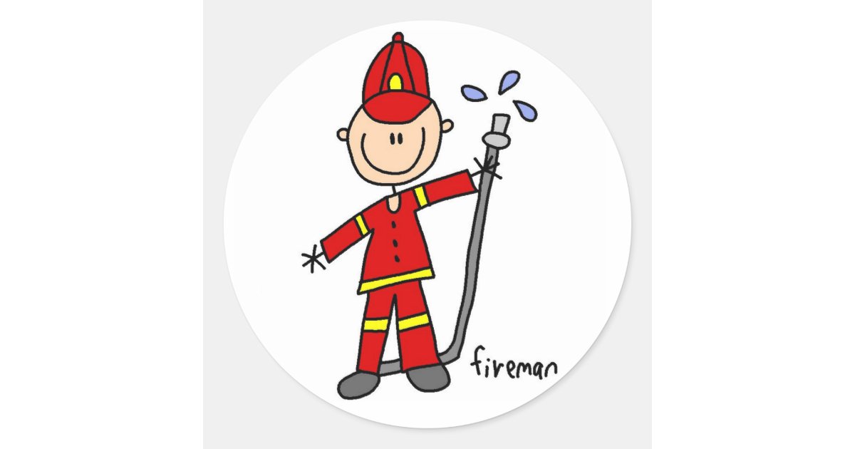 Fireman Stick Figure Sticker | Zazzle