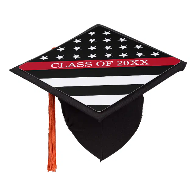 Fireman Thin Red Line Flag Graduation Cap Topper | Zazzle