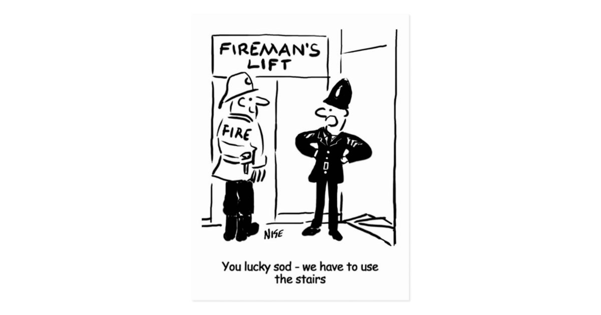 Fireman's Lift Cartoon Postcard | Zazzle.com