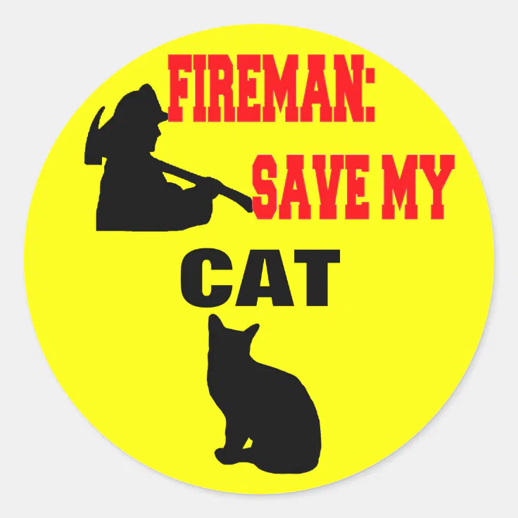 Firemen Save My Cat Classic Round Sticker | Zazzle
