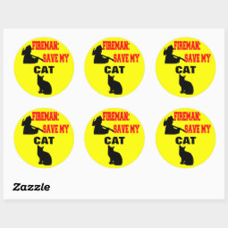 Firemen Save My Cat Classic Round Sticker | Zazzle