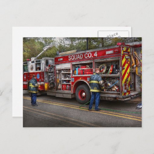 Firemen - The modern fire truck Postcard | Zazzle