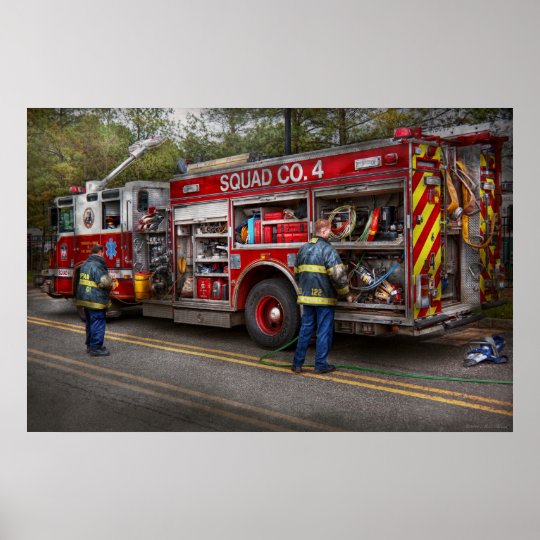 Firemen - The modern fire truck Poster | Zazzle.com