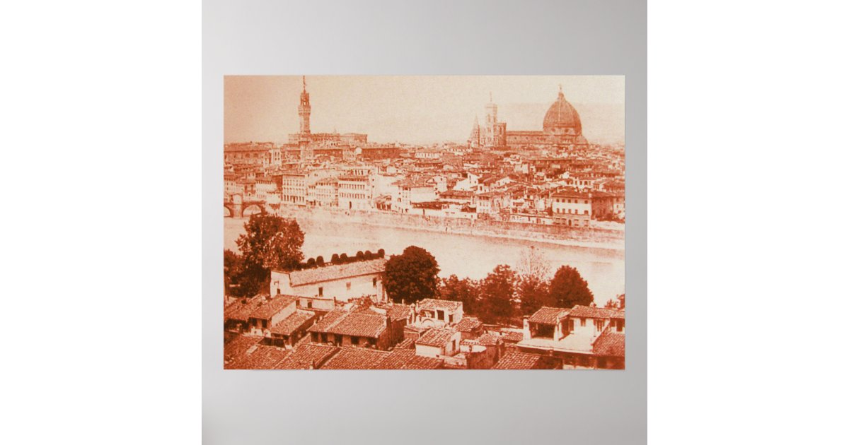 FIRENZE - ANTIQUE FLORENCE PANORAMIC VIEW 1859 POSTER | Zazzle