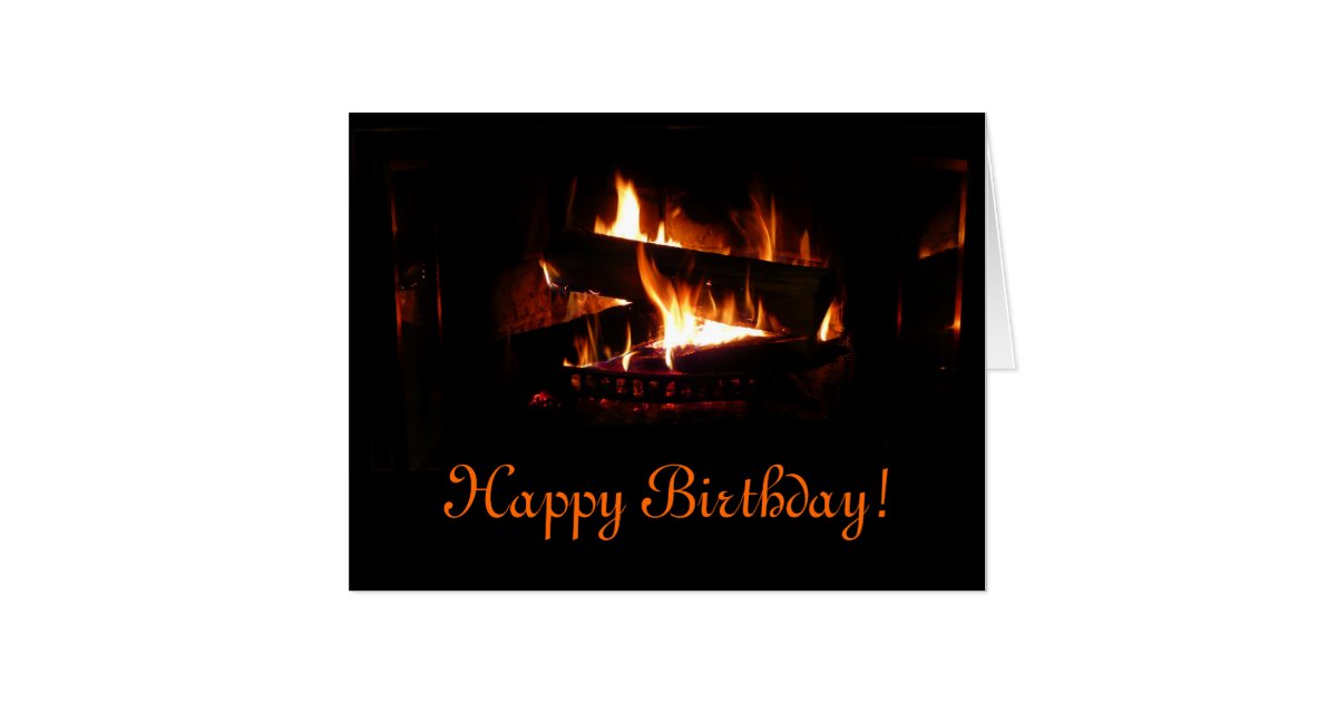 Fireplace Birthday Card | Zazzle