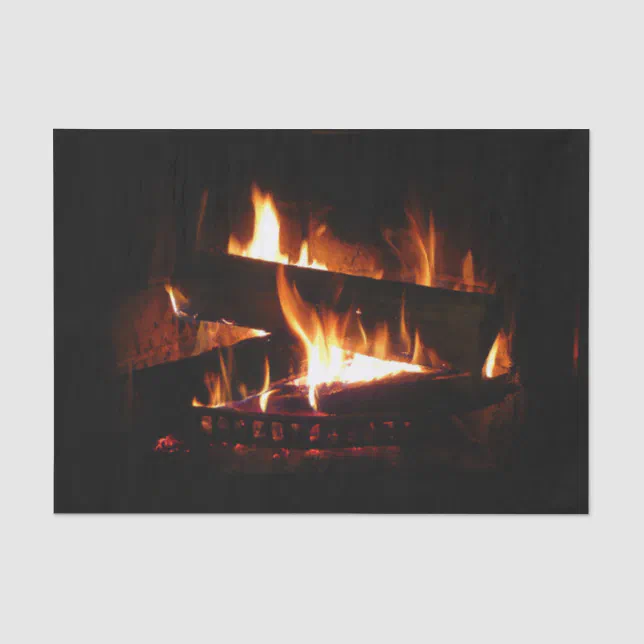 Fireplace Warm Winter Scene Photography Tissue Paper | Zazzle