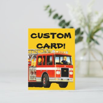 Firetruck Custom Postcard | Zazzle