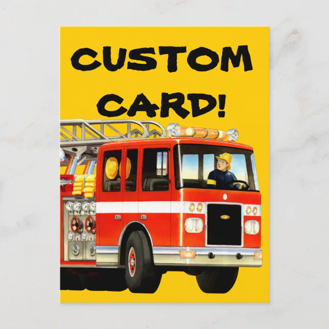 Firetruck Custom Postcard | Zazzle