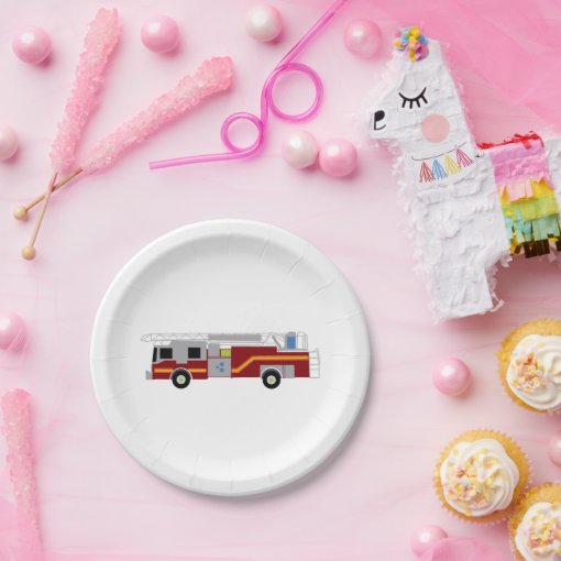 Firetruck Emergency Vehicle Hero Paper Plates | Zazzle