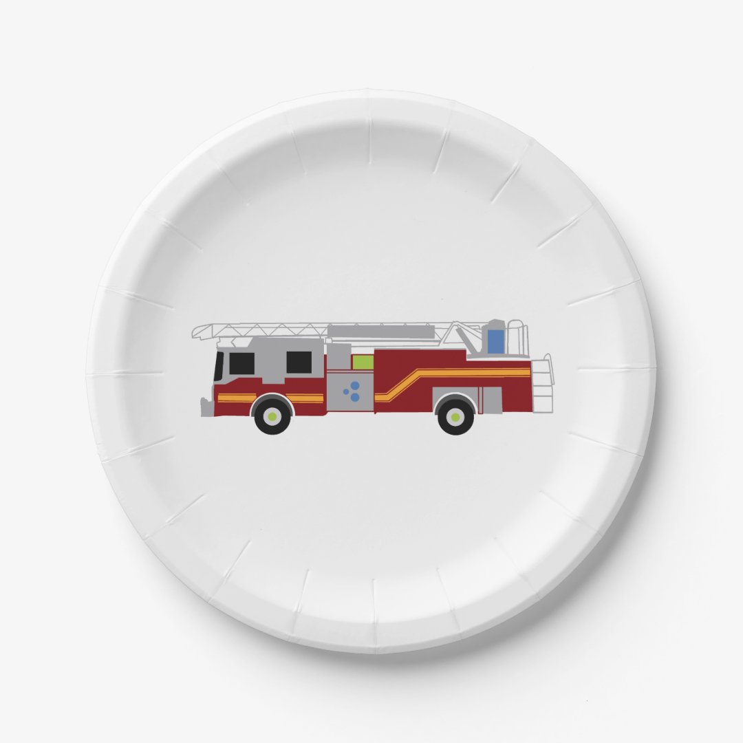 Firetruck Emergency Vehicle Hero Paper Plates | Zazzle
