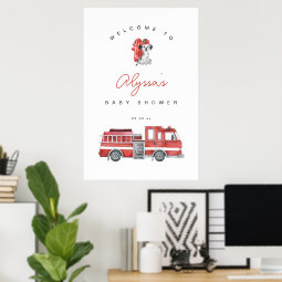 Firetruck Firefighter Baby Shower Welcome Sign | Zazzle